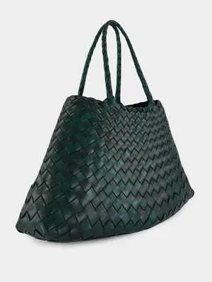 Dragon Diffusion Santa Croce Small Handwoven Leather Tote - Green