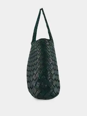 Dragon Diffusion Santa Croce Small Handwoven Leather Tote - Green