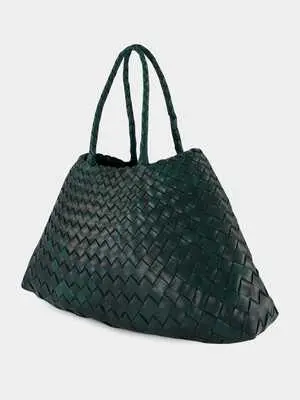 Dragon Diffusion Santa Croce Small Handwoven Leather Tote - Green