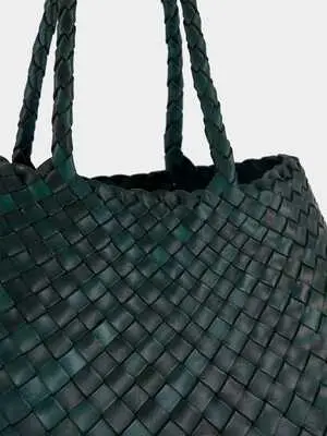 Dragon Diffusion Santa Croce Small Handwoven Leather Tote - Green