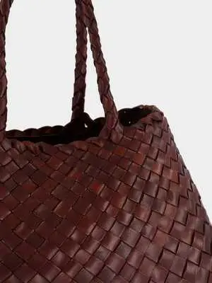 Dragon Diffusion Santa Croce Small Handwoven Leather Tote - Brown