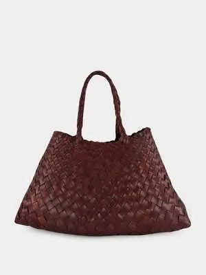 Dragon Diffusion Santa Croce Small Handwoven Leather Tote Brown