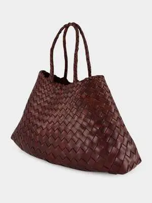 Dragon Diffusion Santa Croce Small Handwoven Leather Tote - Brown