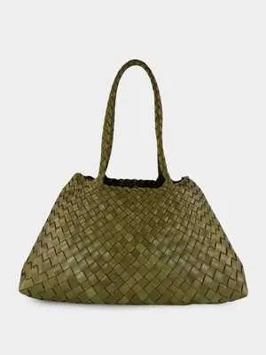 Dragon Diffusion Santa Croce Big Woven Tote Green