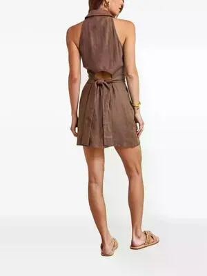 HEVRON Domino Halter-neck Mini Dress