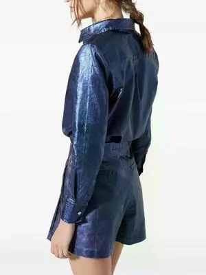 Lanhtropy Metallic Pleated Shorts - Blue