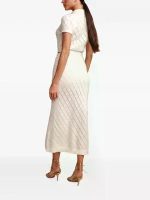HEVRON Mia Diamond-pattern Midi Skirt - Neutrals
