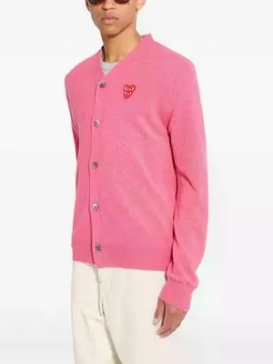 Comme Des Garçons Play Double Heart Cardigan - Pink
