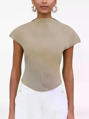 Cult Gaia Virginiana Curved-hem Cap-sleeve Top - Neutrals