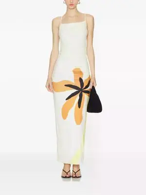 CALA DE LA CRUZ Kim Floral-print Ruched Dress