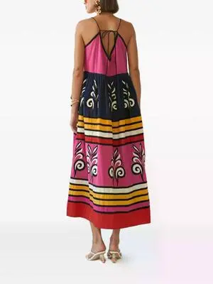 Carolina K Graphic Print Striped V-neck Midi Dress