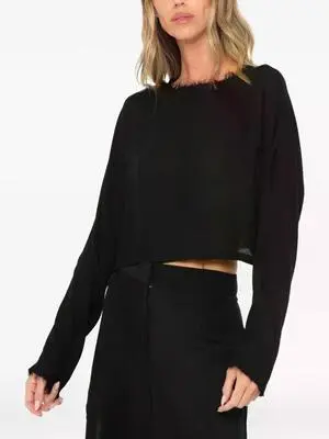 JBQ Raw-cut Cropped Top - Black
