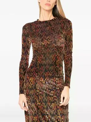JBQ Hugo Mosaic-print Ruched Top - Brown