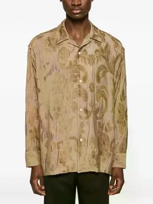CMMN SWDN Ario Floral-jacquard Shirt - Neutrals