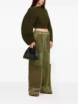 Cult Gaia Ella Balloon-sleeve Ribbed-knit Sweater - Green