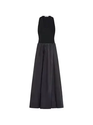 ST. AGNI Knitted-bodice Gathered Dress - Black