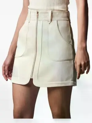 HEVRON Nora Zip-up Patch-pocket Mini Skirt