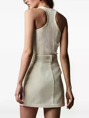 HEVRON Nora Zip-up Patch-pocket Mini Skirt