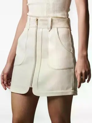 HEVRON Nora Zip-up Patch-pocket Mini Skirt