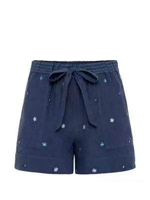 Carolina K Floral-embroidered Drawstring Shorts
