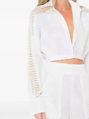 JBQ Elianne Open-knit Cropped Blouse