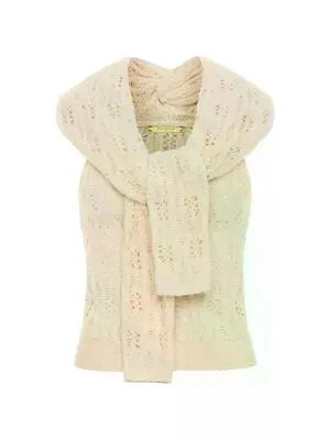 Hellessy Pointelle-knit Top With Scarf Detail - Neutrals