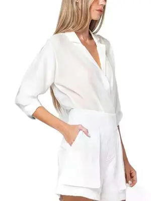 JBQ Marceline Sheer Wrap Bodysuit - White