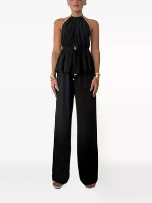 TAYLOR Pearl-embellished Drawstring Wide Leg Trousers