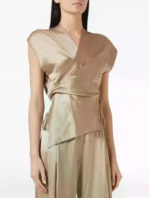 THE SEI Wrap-design Sleeveless Top - Neutrals