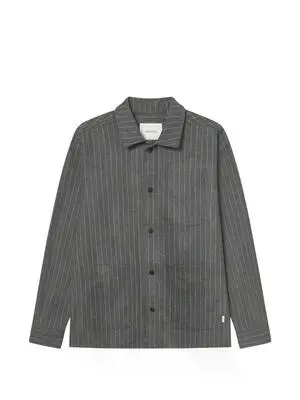 LES DEUX Layton Pinstriped Patch-pocket Shirt - Grey