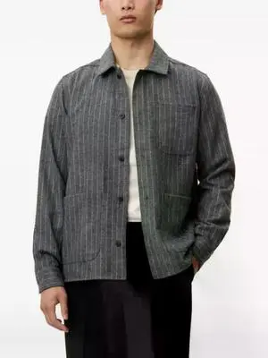 LES DEUX Layton Pinstriped Patch-pocket Shirt - Grey