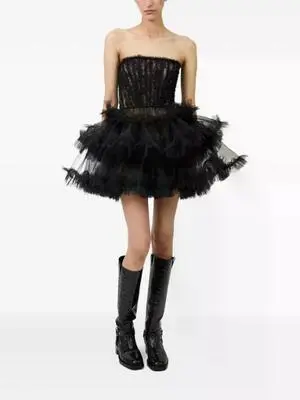 AKNVAS Ruffled Lace-overlay Dress