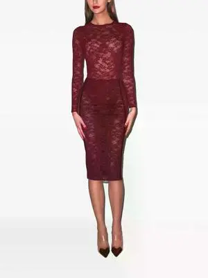 FLEUR DU MAL Floral-lace Long-sleeve Bodysuit - Red