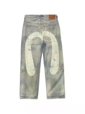 EVISU Bleached Distressed Jeans