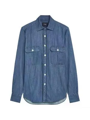 DRAKE'S Flap-pockets Denim Shirt