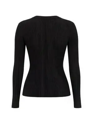 Guess Ribbed Knit Sweater With Button Detail - Black
