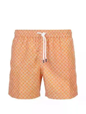 Fedeli Floral-print Swim Shorts - Orange