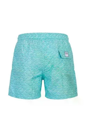 Fedeli Whale-print Swim Shorts - Blue