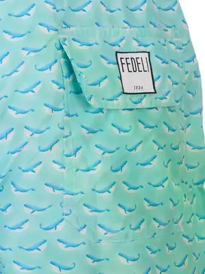 Fedeli Whale-print Swim Shorts - Blue