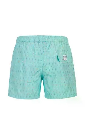 Fedeli Seahorse Print Swim Shorts - Blue
