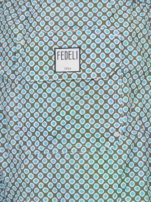 Fedeli Geometric-print Swim Shorts - Green