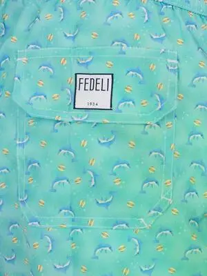 Fedeli Printed Swim Shorts - Blue