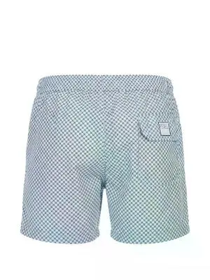 Fedeli Geometric-print Swim Shorts - Blue
