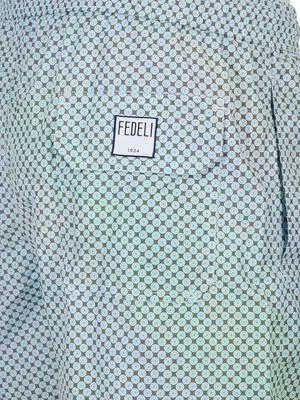 Fedeli Geometric-print Swim Shorts - Blue