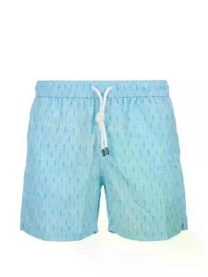 Fedeli Seahorse Print Swim Shorts - Blue