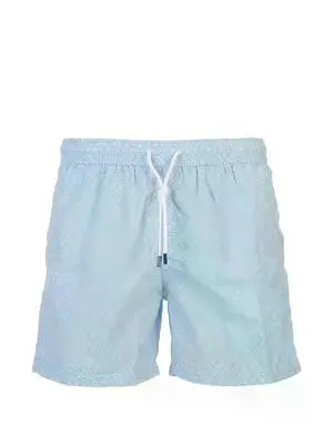 Fedeli Floral-print Swim Shorts - Blue