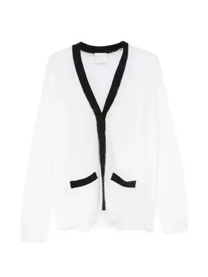 FORTE_FORTE Contrasting-trim Cardigan - White