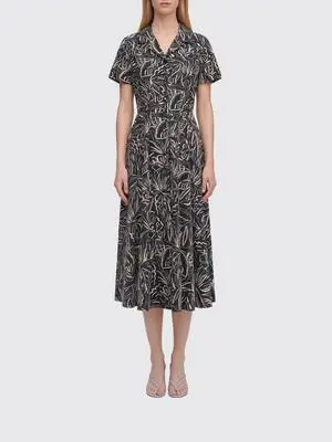 Aspesi Cotton Floral Print Midi Shirtdress - Black