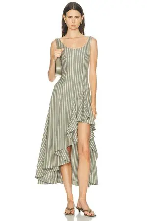 Monse Striped Corset Dress - Sage Multi