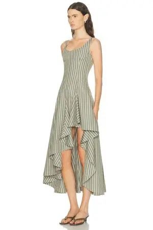 Monse Striped Corset Dress - Sage Multi